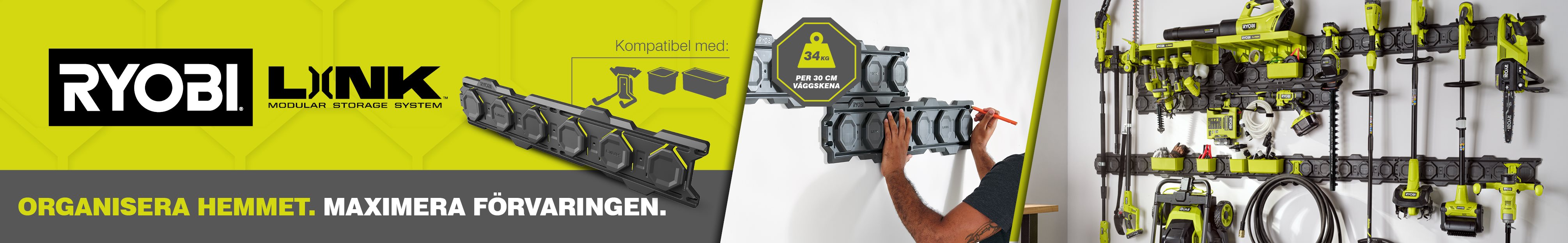 Väggskenor 2 st RYOBI® LINK™ | RYOBI | RSL2WR-2